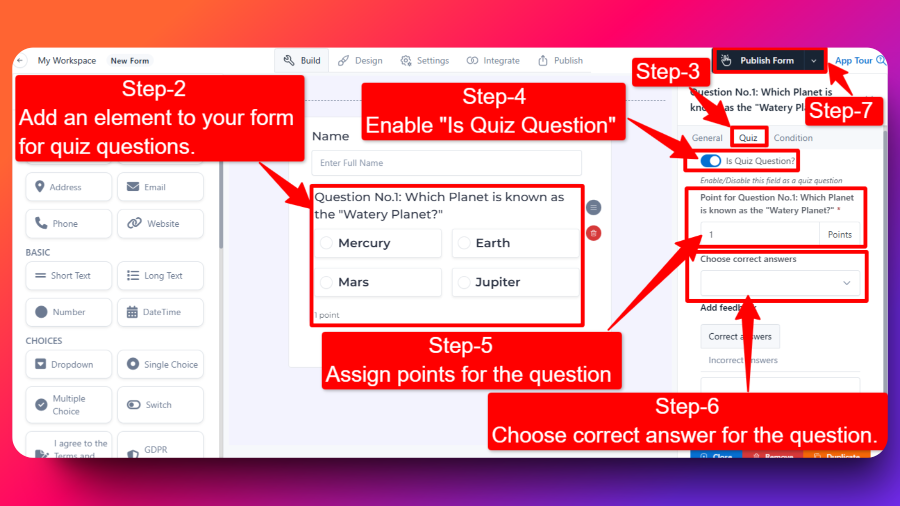 Adding Quiz Questions & Points | FormNX