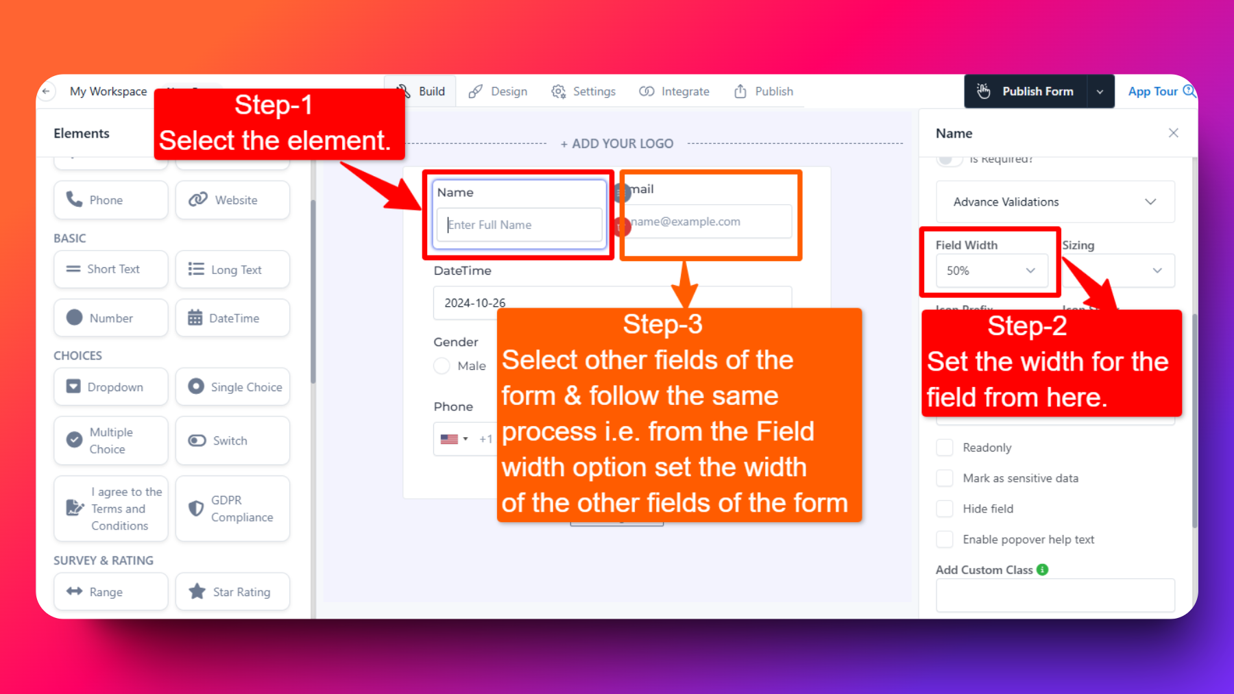 🏷️ Adding 2 or more fields in one row (Multi-Column Layout) | FormNX
