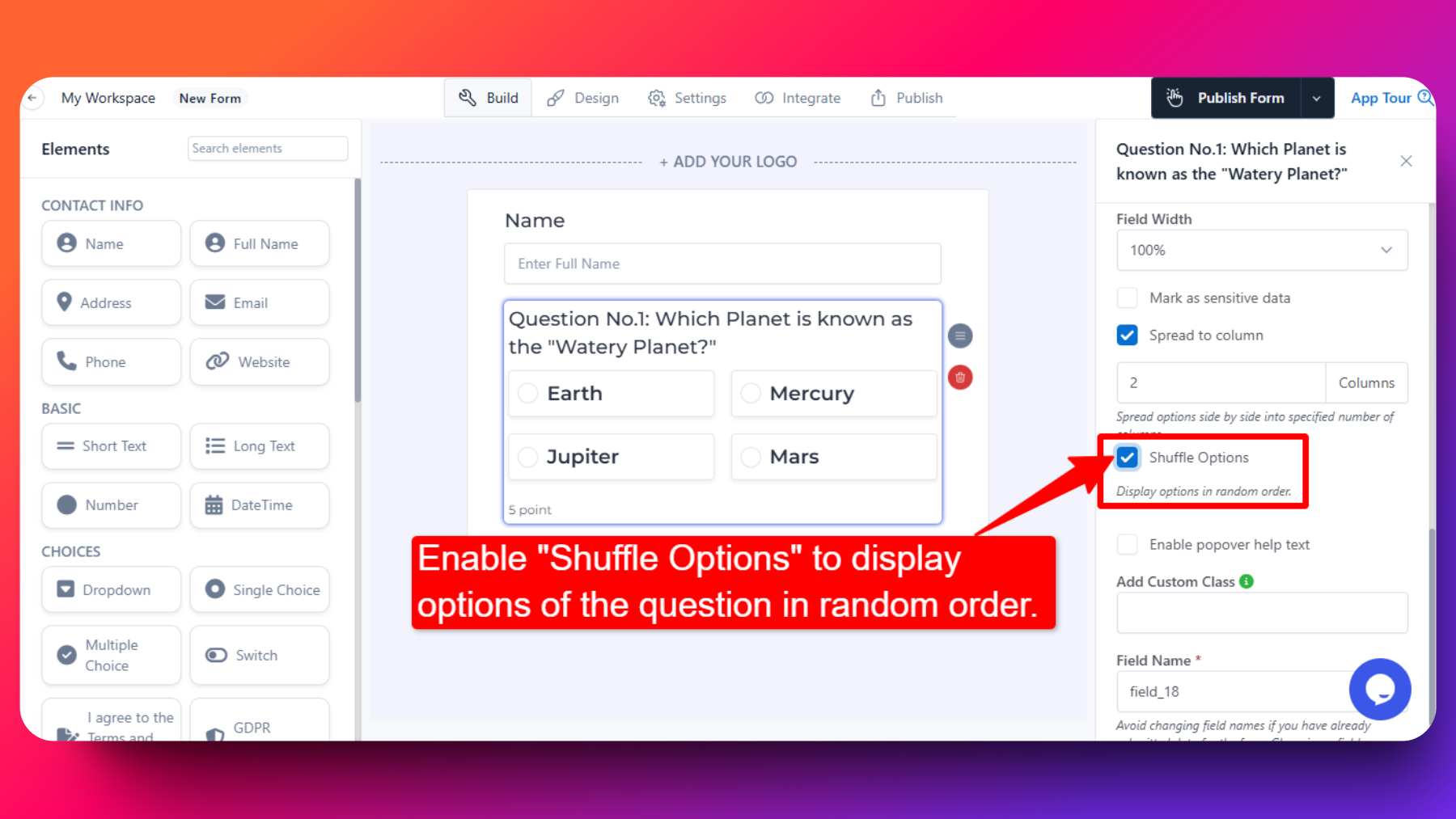 🔀 Randomising Quiz Question Options | FormNX